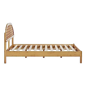 NTC Gem Wooden Bed Frame with Headboard, Solid Oak Foundation with Silent Slats and Wood Central Supports, 800 Lb Capacity, Effortless Assembly, King - Rustic Oak