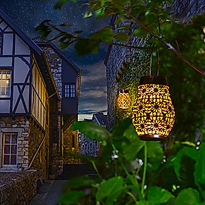 Shengming Daisy Design Super Big & Bright Lantern Hanging Garden Outdoor Solar Lights Metal Waterproof LED Table Lamp Decorative (Oval Shape) l