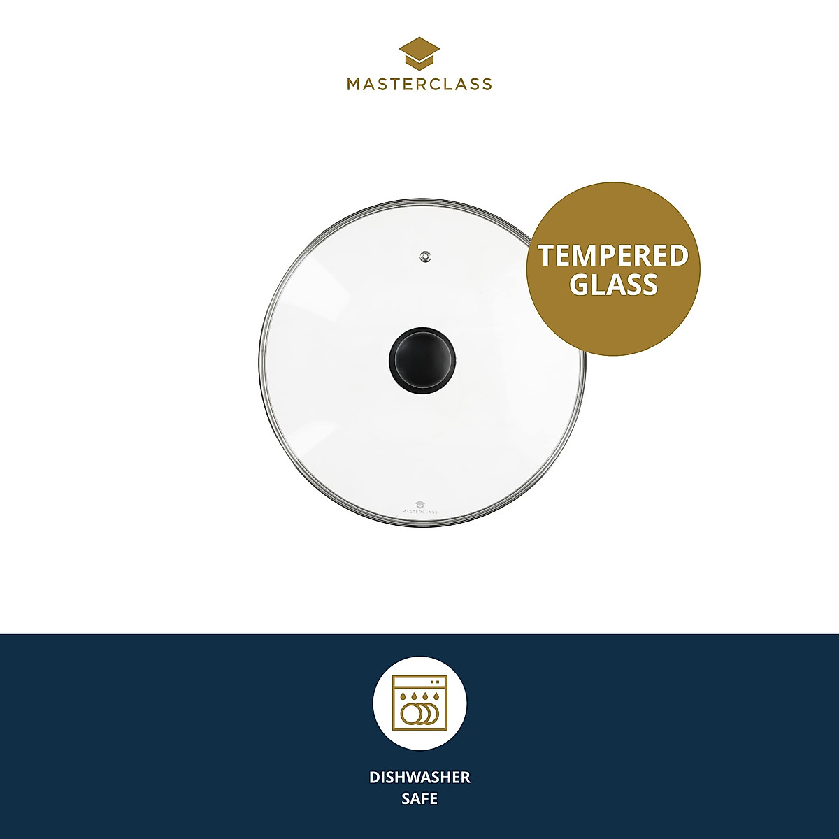 KitchenCraft MCGLLID20 MasterClass Glass Saucepan Lid Designed to Fit All 20 cm Saucepans and Frying Pans, 20 cm (8 Inch)