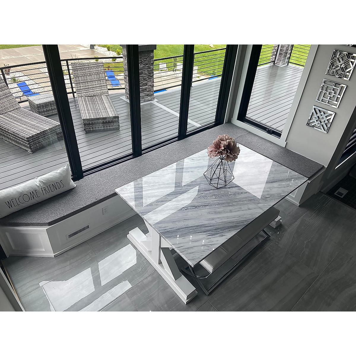 Ginsimar Custom Bench Cushion Indoor/Outdoor, Patio Cushion, Piano Bench Cushion, Bench Pad, Bay Window Cushion, Chair Pads, Sofa Cushion, Window Seat Pad (Light Gray,Custom)