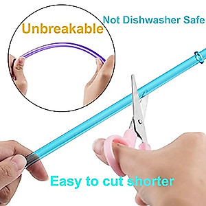 12 Pieces 11 Inches Reusable Plastic Straws for Tall Cups and Tumblers, BPA-Free Unbreakable Clear Colored Replacement Drinking Straws with 1 Cleaning Brush, Not Dishwasher Safe