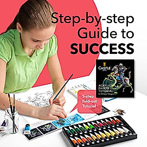 Castle Art Supplies 48 x 22ml Acrylic Paint Set | All-inclusive Set for Beginners, Adult Artists | Premium Quality Intense Colours | Smooth to Use on Range of Surfaces | In Impressive Presentation Box
