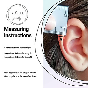8MM Cartilage Earring Surgical Stainless Steel Hoop Earrings Men Tiny Small Huggie Hoop Earrings Helix Rook Daith Tragus Piercing Jewelry Sleeper Second Hole Earrings for Women 20G Gifts for Men Him