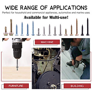 Hilitchi 320Pcs Self Drilling Self Tapping Screws Stainless Steel Zinc Plated Phillips Flat Head Bugle Head Pan Head Wafer Head Screw Assortment Kit for Wood Screws, Sheet Metal Screws, and Drywall