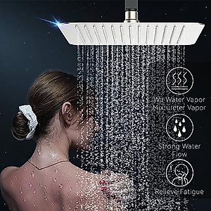 SR SUN RISE 12 Inch Rain Shower Head, High Pressure Rainfall Showerhead Large Waterfall Shower Head Ultra Thin Water Saving, Brushed Nickel 304 Stainless Steel