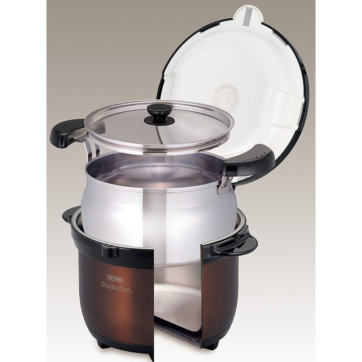 THERMOS KBG-3000 CBW Vacuum Insulated Cooker, Shuttle Chef, 7.1 gal (3.0 L), Clear Brown