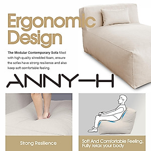 Dineli Modern ANNY-H Lounge Chair Outdoor Furniture Sectional Conversation Set. Creating a Unique Patio Garden Modular Contemporary Sofa (Light Beige)