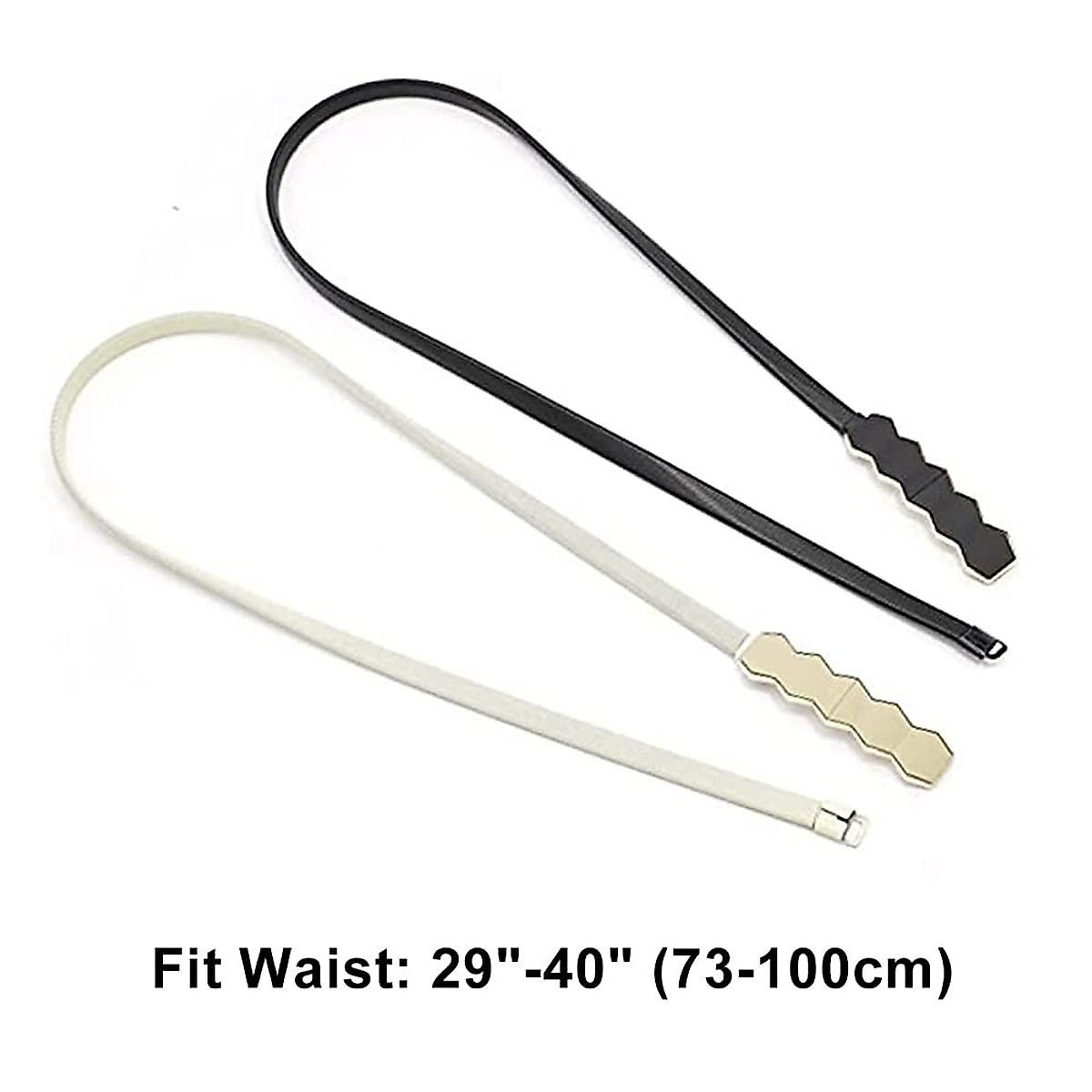 Suyi Skinny Stretch Belt for Women Elastic 2 Pieces Waist Belt Thin Cinch Belts for Dress Black Beige Set1