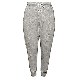 adidas Women's Essentials 3-Stripes Fleece Pants, Medium Grey Heather/White (2021), 2X Plus
