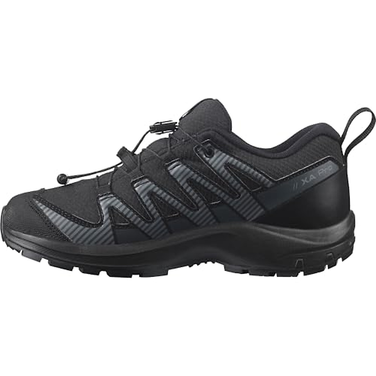 Salomon Junior XA PRO V8 CLIMASALOMON™ WATERPROOF Outdoor Shoes for Kids, Black / Black / Ebony, 2