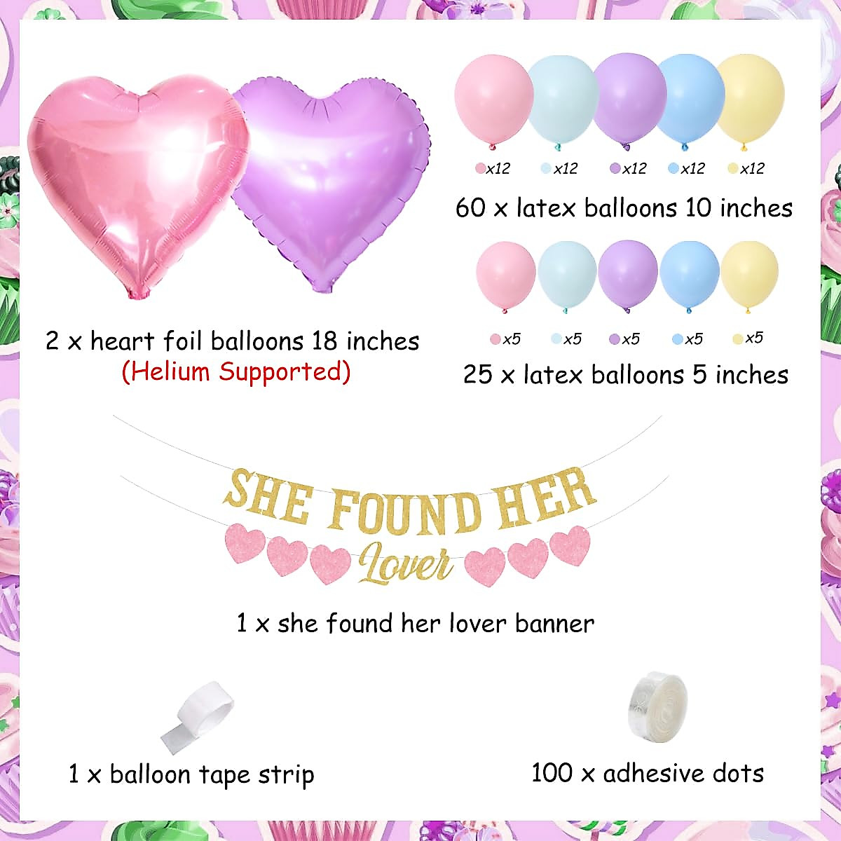 Sursurprise She Found Her Lover Banner Pastel Balloon Garland Kit for Bachelorette Party Decorations Bridal Shower Engagement Wedding Supplies