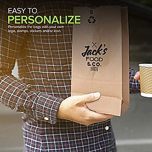 Stock Your Home 12 Lb Kraft Big Brown Paper Lunch Bags (100 Count) - Bulk Disposable Lunch Sacks, Large Size Blank Bag, Good for Snacks, Sandwiches, Grocery Food, and Arts & Crafts Projects