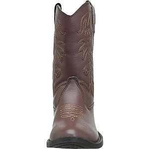 Deer Stags Girls Ranch Western Boot, Dark Brown, 1 Little Kid