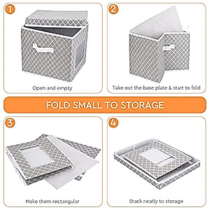 Keaxinty Fabric Storage Boxes With Lids, 3 Pack of 13 inch Cube Storage Bins, Foldable Organizer to Store Toys,Towels,Clothes,Books in Home, Shelves,Bedroom,Office