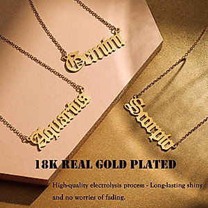 Taurus Necklace for Women Zodiac Necklace Gold Old English Letter Astrology Constellation Horoscope Sign Pendant BFF Birthday Gift