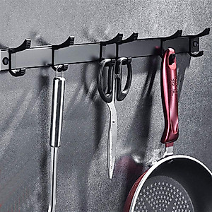 K KAREZOG Coat Rack Wall Mount,Wall Coat Rack with 6 Movable Hooks,Black Coat Rack Wall Mount 2 Pack,Wall Mounted Coat Rack for Entryway,Bathroom, Kitchen,42.5cm