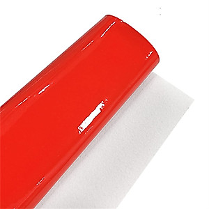 Glossy Mirrored Faux Leather Roll 11.8"x53"(30xmx135cm) Solid Color Shiny Vinyl for DIY Bows Earrings Crafts (Red)