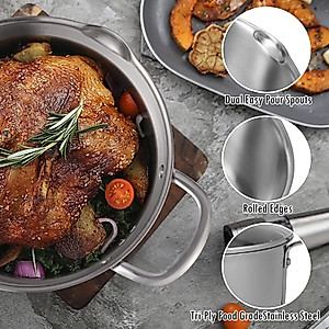 MOBUTA USA Stainless Steel Stock Pot 5-Quart, Nonstick Stock Pot All Stove Compatible,Silver