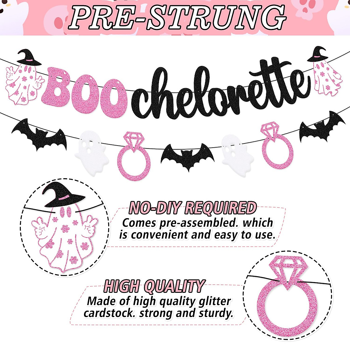 Halloween Bachelorette Party Decoration Hallow Boochelorette Banner Bride or Die Backdrop Rip Halloween Gothic Death Bride to be Bridal Shower Engagement Wedding Party Decor