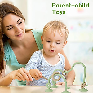 Socub Silicone Baby Sensory Toys, Montessori Educational Toys for Baby 6 12 18 Months, Parent-Child Toys with Suction Cup, 2 Pack(Dark Pink), Medium, TR063