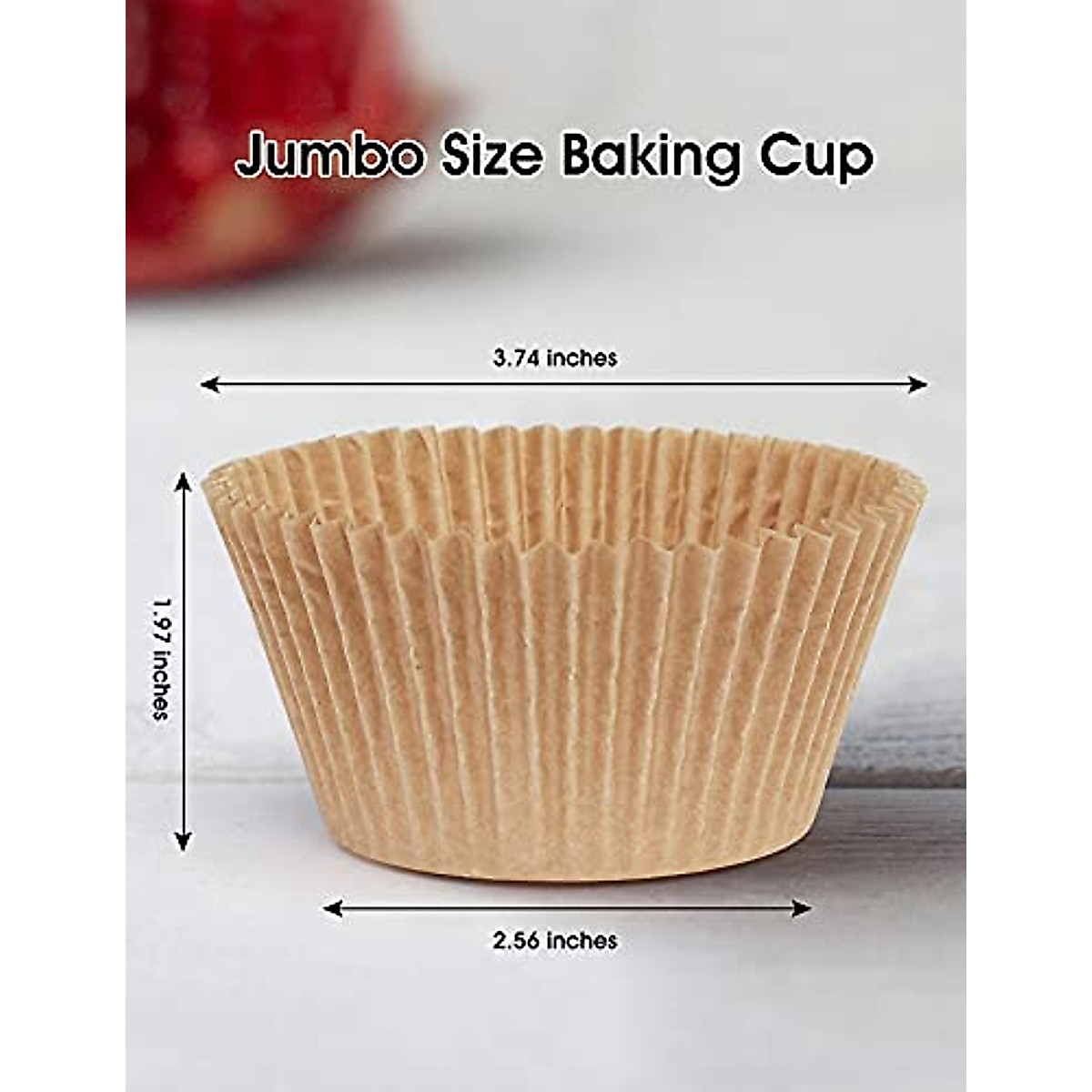 Gifbera Jumbo Cupcake Liners Greaseproof Paper 200 Count - Food Grade Odorless Muffin Baking Cups Cupcake Wrappers for Wedding Birthday, Natural