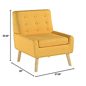 Christopher Knight Home Eilidh Buttoned Mid-Century Modern Fabric Chair, Muted Yellow / Natural