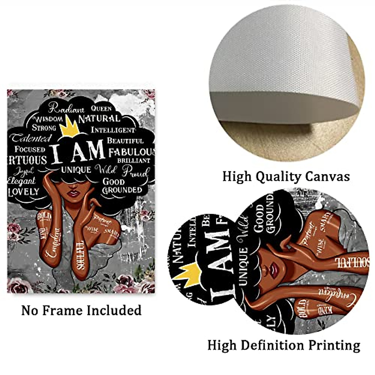 LLOSEUP African Queen Canvas Wall Art Black Women Canvas Paintings Black Girl Wall Art African American Abstract Nordic Pictures Posters Prints for Living Room Wall Decoration Artwork Unframed