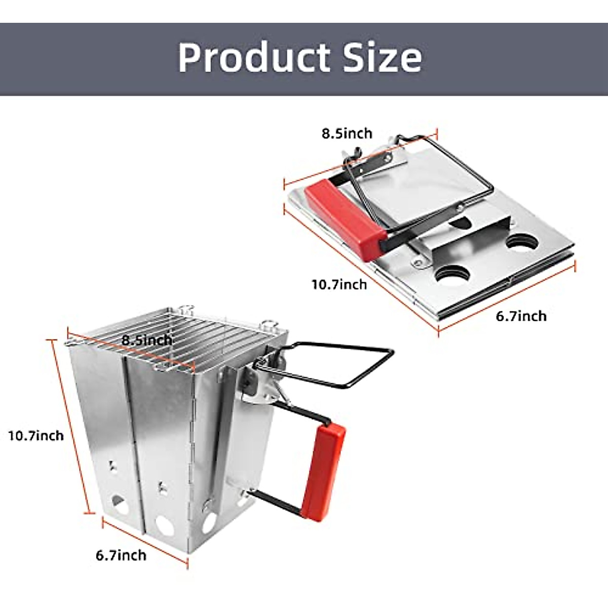 Mi hogar Collapsible Charcoal Chimney Starter for Lawn and Patio-Outdoor Cooking Tools & Camping Stoves