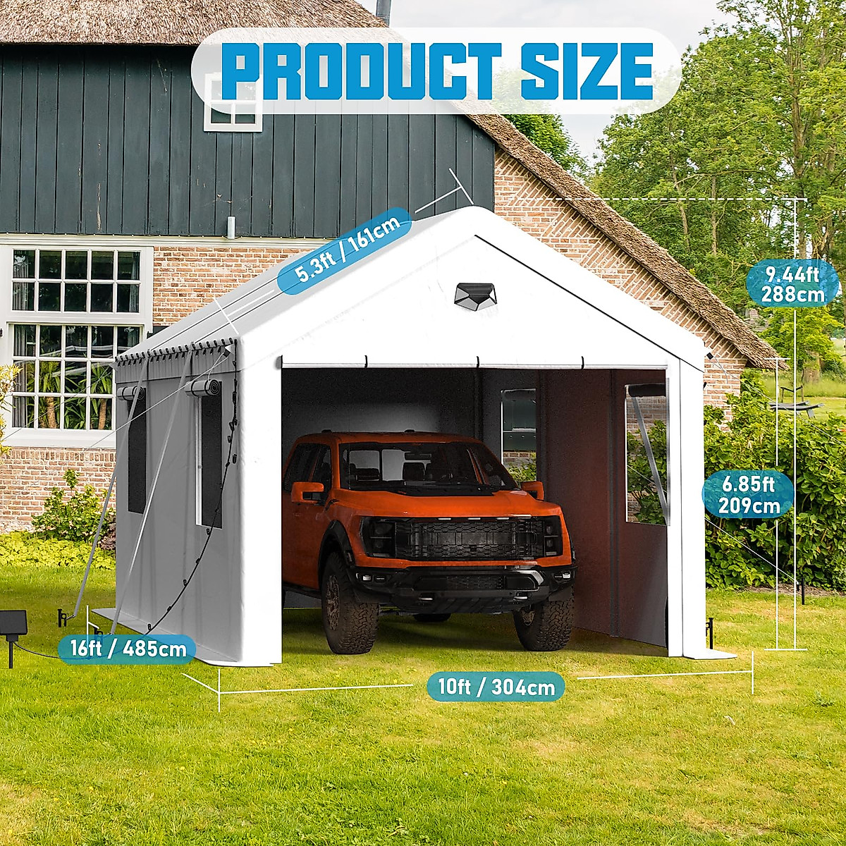Carport Canopy 10x16 Heavy Duty, Carport Canopy, Portable Car Port Garage, Car Shelter All Weather, White