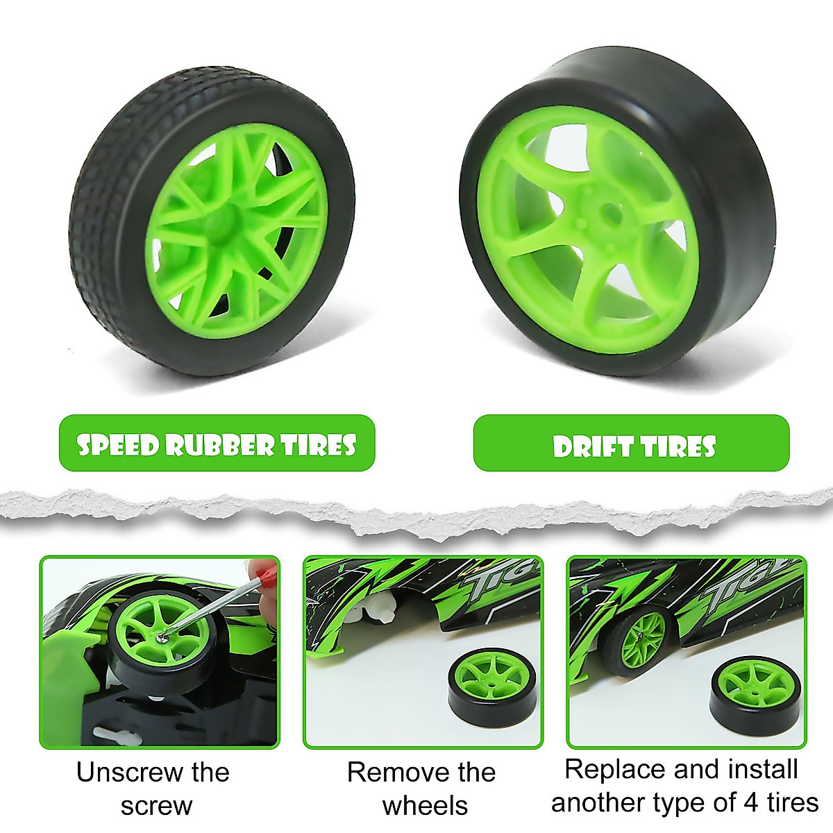 FLYNOVA 4WD RC Drift Car,Light Up Racing Toys for Kids Age 6 7 8 9 10-12,14 KM/H High Speed Vehicle,Easter Thanksgiving Christmas Birthday Fun Gifts for Boys Girls Teens