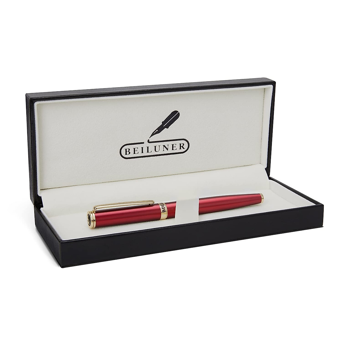 BEILUNER Luxury Rollerball Pen,24K Gold Trim,Noble and Elegant Designs,Schneider Ink Refill, Best Roller Ball Pen Gift Set for Men & Women, Professional, Executive Office, Nice Pens