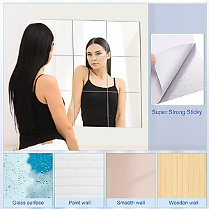 Tuanse 80 Pcs Flexible Plastic Mirror Sheets, Self-Adhesive, Rectangular, 6 x 6 Inch, for Home Decoration