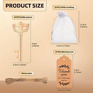 YKLIGTN 24Pieces Mask Design Bottle Openers for Masquerade Mask Party, Wedding Favors，Bridal Shower Party Decorations,Baby Shower /Birthday Souvenirs or Gifts for Guests Bulk with Gift Bags