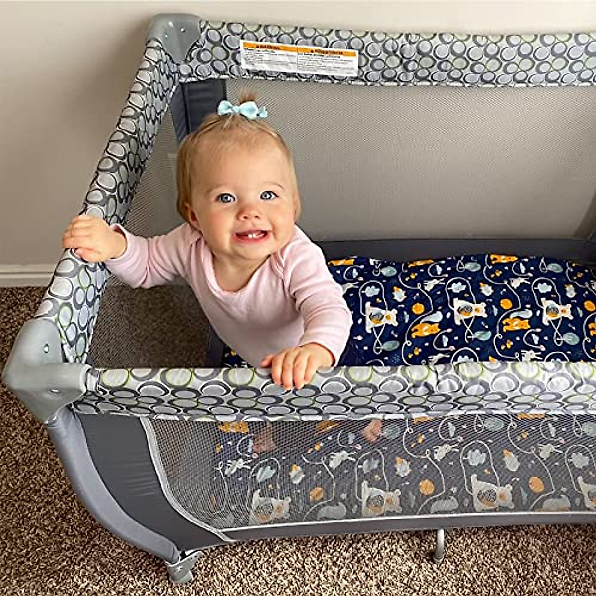 Babygoal Pack n Play Baby Play Playard Sheets,Organic Cotton,2 Pack Portable Playard Mattress Cover 27x39x4 inches,2CYXW12-B