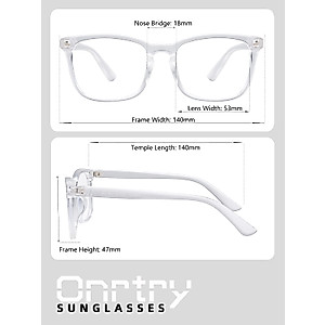 Onrtry Non Prescription Glasses for Men Women Square Clear Lens Eyeglasses (Transparent)