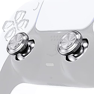 eXtremeRate Custom Silver Metal Thumbsticks for PS5 Controller, Replacement Aluminum Analog Stick Joystick for PS4 Controller - Controller NOT Included