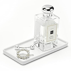 AUXSOUL Vanity Tray, Bathroom Sink Storage Tray, Ceramic Bathtub Tray Organizer Cosmetics Holder for Tissues, Candles, Towel, Soap, Towel Plant Jewelry(Small)