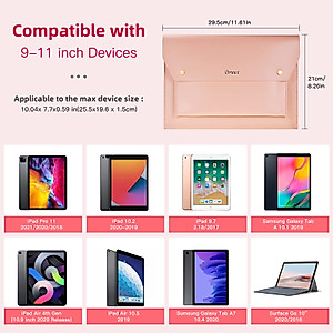 Devmlicor Leather Tablet Sleeve Case for 11 inch New iPad Pro / 10.9 inch New IPad Air 4/10.2/10.5/9.7 in New IPad, Samsung Galaxy Tab 10.1 Protective Bag, Fit Apple Smart Keyboard,Pink, 9-11 Inch