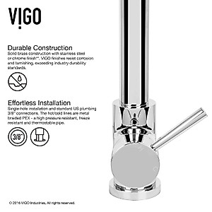 VIGO VG02007CHK2 27" H Zurich Single-Handle with Pull-Down Sprayer Kitchen Faucet with Soap Dispenser in Chrome