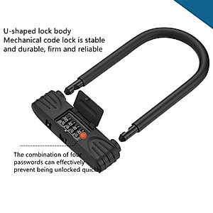 KENRONE Heavy Duty U Lock, 4 Digit Combination Password Bicycle Lock with U-Lock Shackle, Waterproof, No Key, Bike U Lock for Home, School, Travel