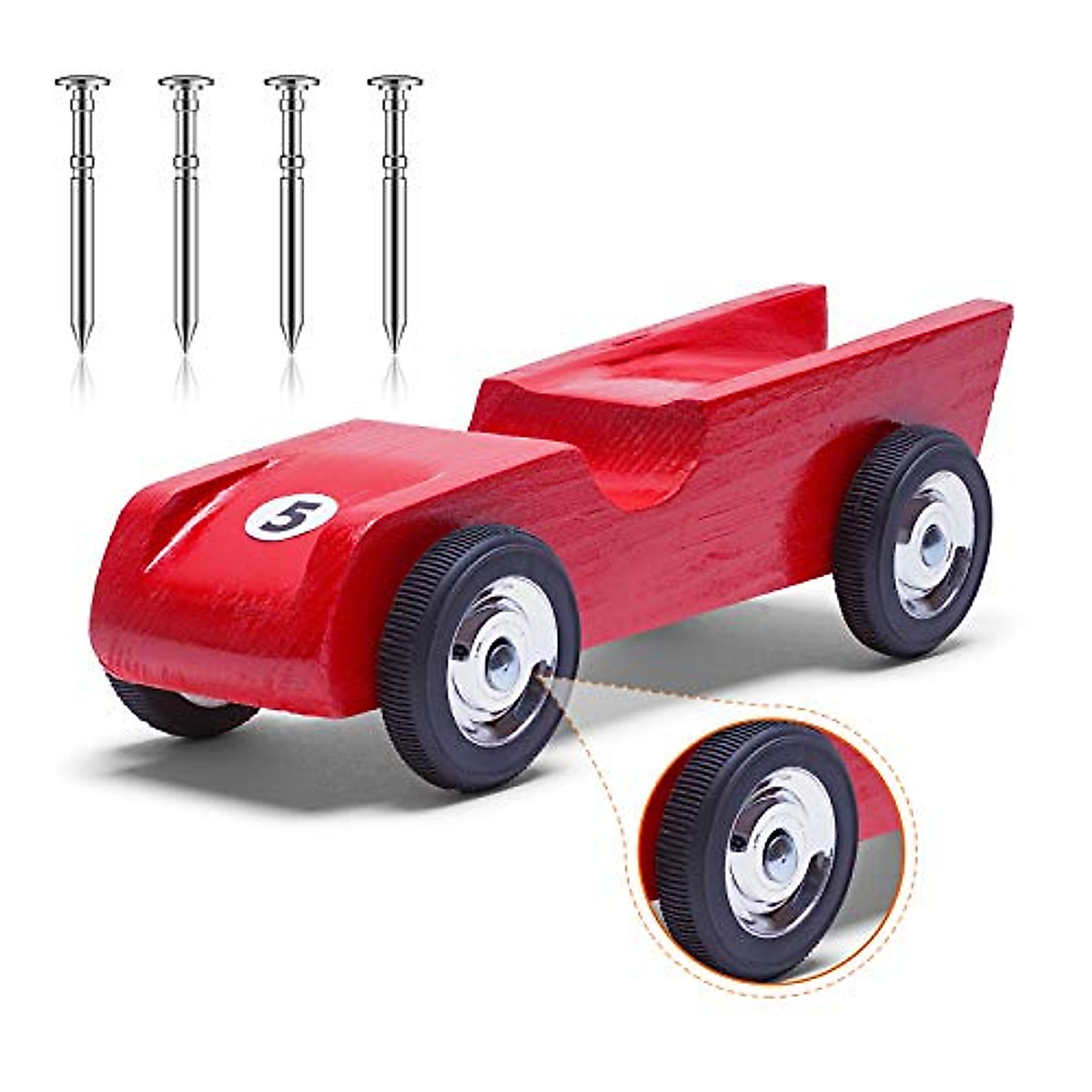 4 Pieces Car Axles Compatible with Pinewood Polished and Graphite Coated Axles for Reducing Friction and Increasing Speed