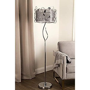 OK Lighting OK-5121F Silver Crystal Floor Lamp, 17" x 17" x 62"