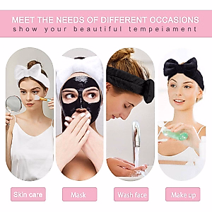 LADES 2 Pack Makeup Hair Headband, Bow Spa Headbands for Women Teen Girl Gifts Trendy Stuff, Soft Skincare Headband for Shower Washing Face