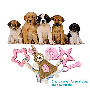 Volacopets Puppy Toys for Teething, Puppy Chew Toys for Small Dogs, Crinkle Dog Toys Small Breed Boredom and stimulating, Dog Toys for Small Dogs, Pink, 5-Pack