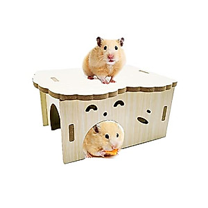 BNOSDM Hamster Wooden House Small Animal Hideout Small Pets Woodland House Habitats Decor for Hamster Mice Gerbils Mouse