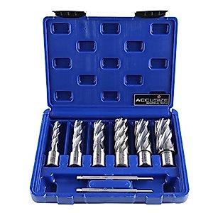 Accusize Industrial Tools Hss Annular Cutter Set, 2'' Cutting Depth, 7/16'' to 1-1/16'' Slugger Cutter, 8 Pcs/Set, HSS2-0000