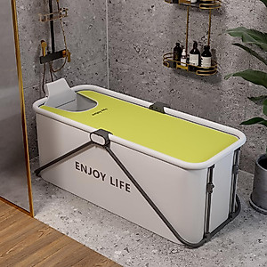 FooMoTech Portable Bathtub for Adult, Extra Large 59" Collapsible Bathtub, Assemble-free Foldable Bathtub, Best Folding Bath Tub for Shower Stall, Ideal for Soaking Bath, Ice/Hot Bath,SPA - Green