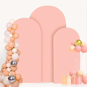 FANPROMS Arch Backdrop Cover Set of 3 Hot Pink Arch Cover Backdrop Fabric 5FT 6FT 7FT Spandex Round Top Arch Stand Covers for Birthday Party Arch Covers Stretchy Backdrop for Prom Reception Decor