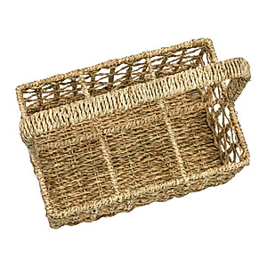 Creative Co-Op Hand-Woven Seagrass Handle and 6 Sections Caddy, 12" L x 8" W x 12" H, Natural