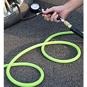 YOTOO Hybrid Lead-in Air Hose 3/8-Inch by 6-Feet 300 PSI Heavy Duty, Lightweight, Kink Resistant, All-Weather Flexibility with Bend Restrictors, 1/4-Inch Industrial Quick Coupler and Plug